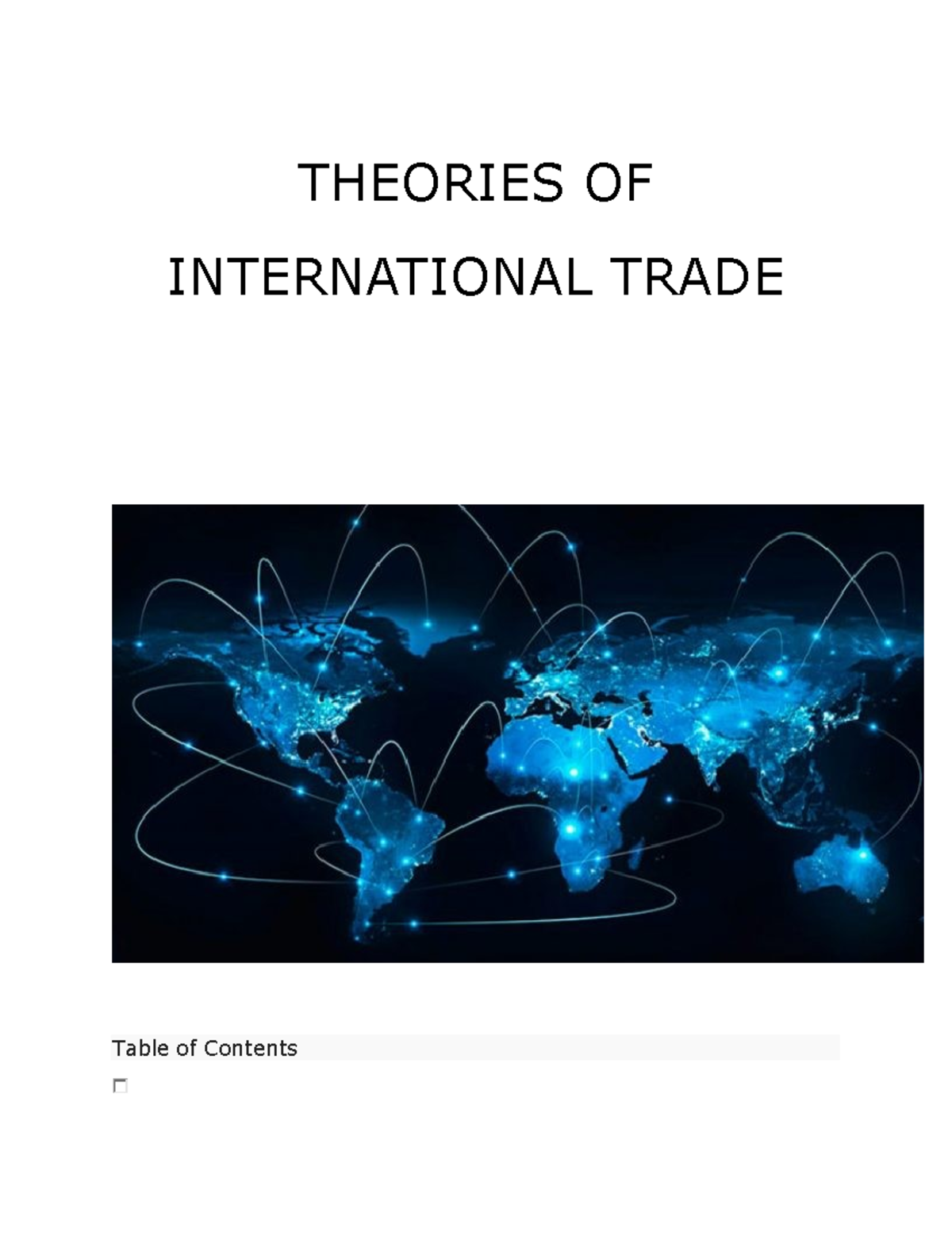 Theories OF International TRAD1 - THEORIES OF INTERNATIONAL TRADE Table ...