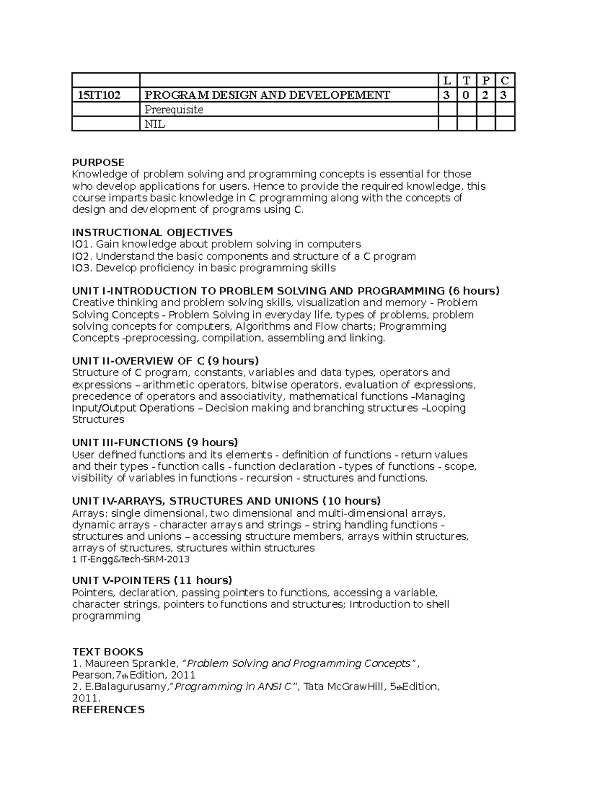 15IT102-PDD lesson plan - Program Design and Development - Studocu