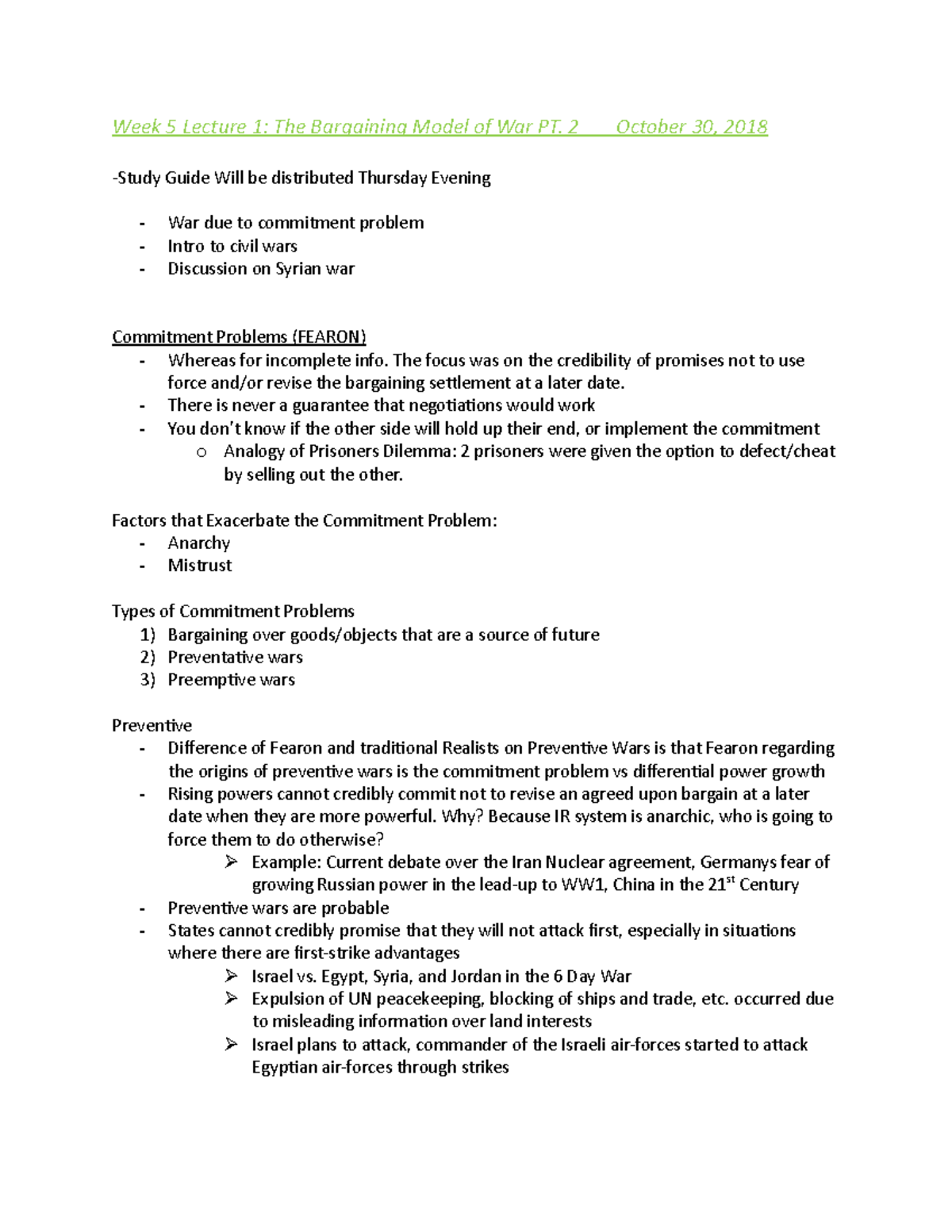 Week 5 Lectures - Lecture notes 6-7 - Week 5 Lecture 1: The Bargaining ...