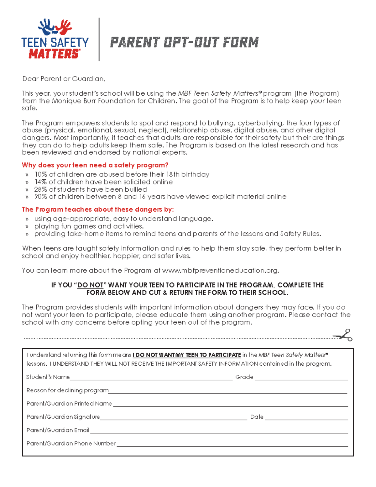 TSM Parent-Opt-Out 20-21 - I understand returning this form means I DO ...