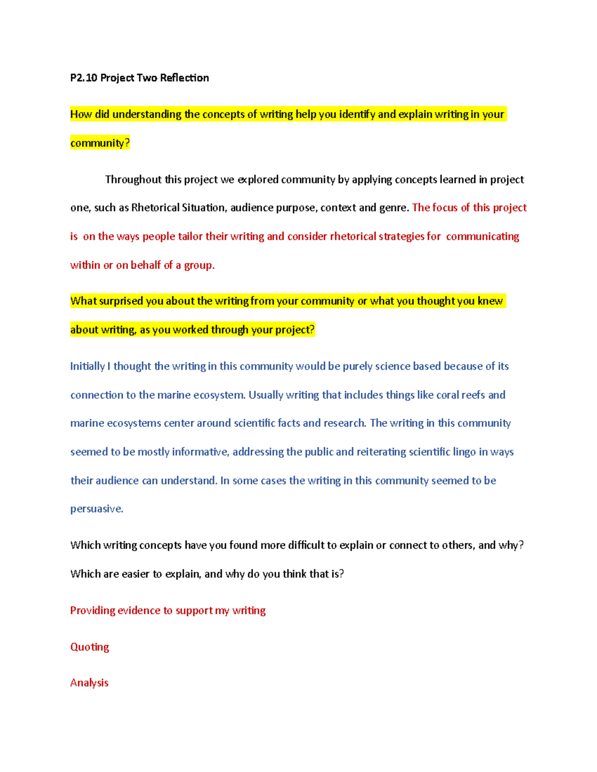 P2.10 Project Two Reflection - P2 Project Two Reflection How did ...