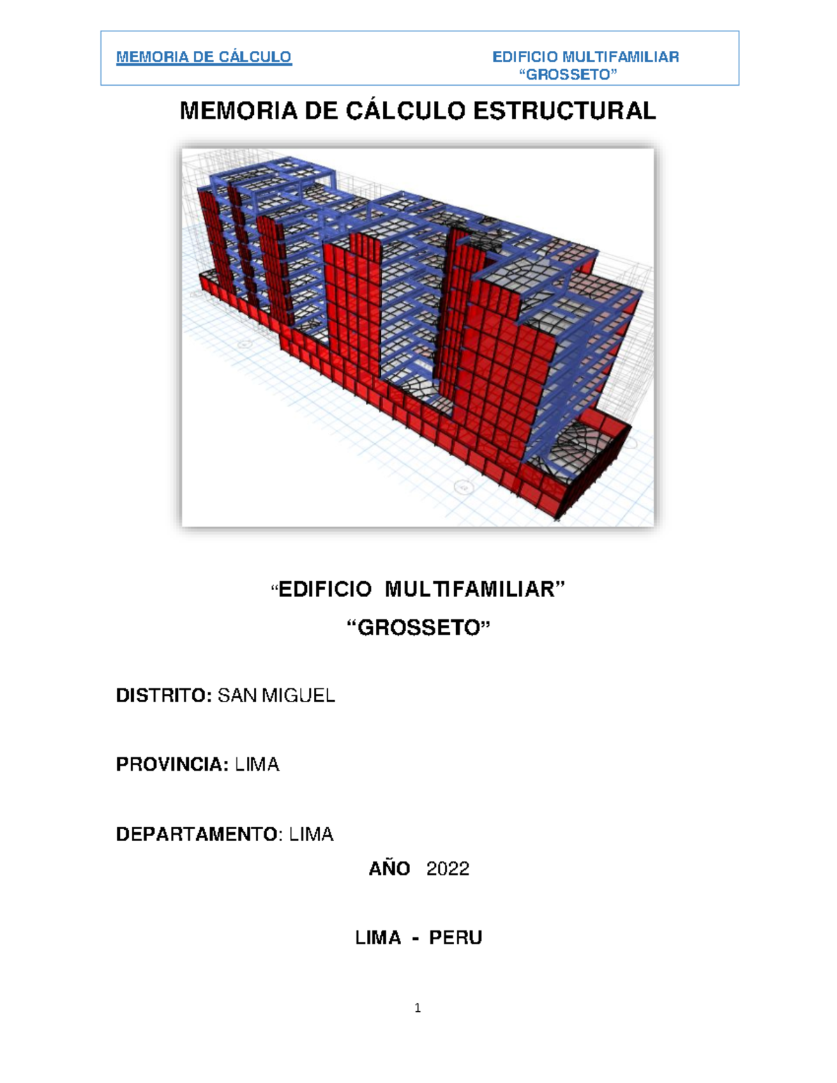 Memoria DE Calculo Edificio Grosseto REV - “GROSSETO” MEMORIA DE CÁLCULO ESTRUCTURAL “EDIFICIO ...