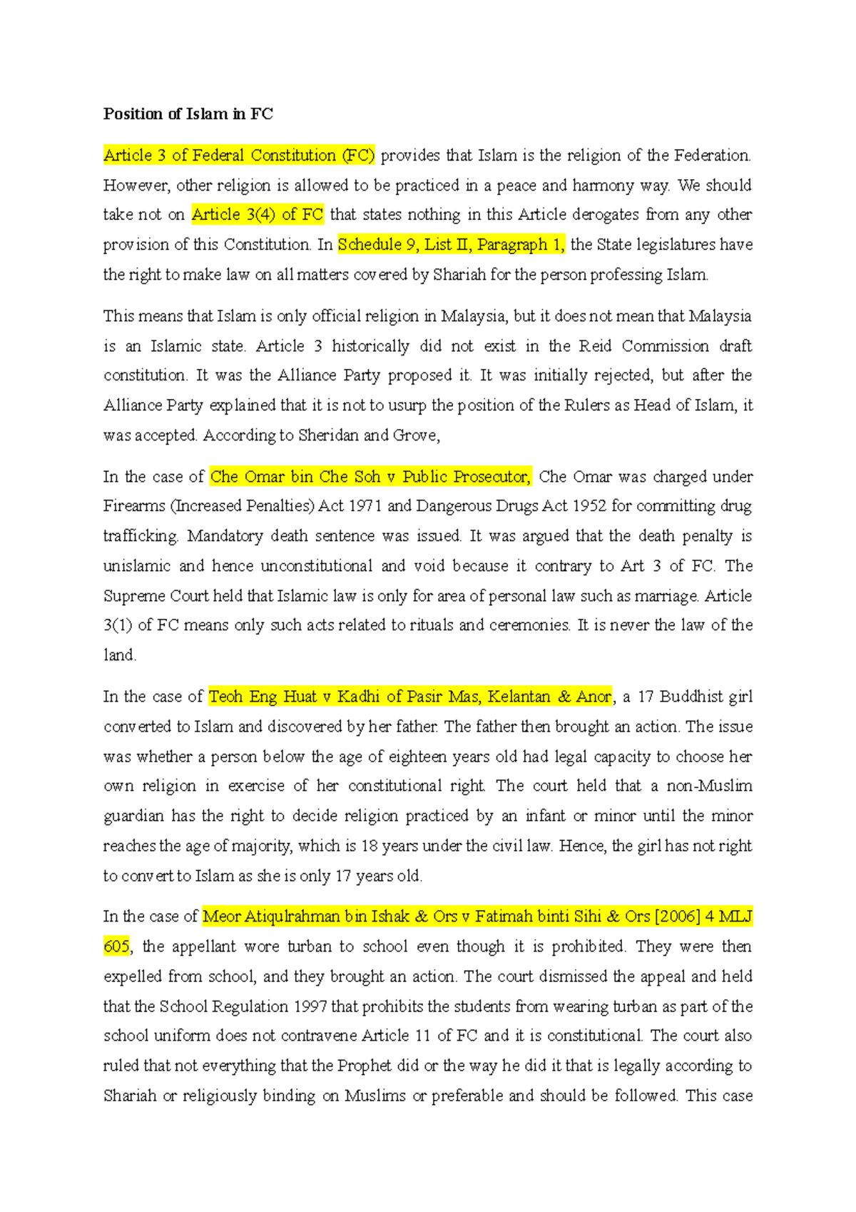 Syariah Courts and Position of Islam in FC - Position of Islam in FC ...