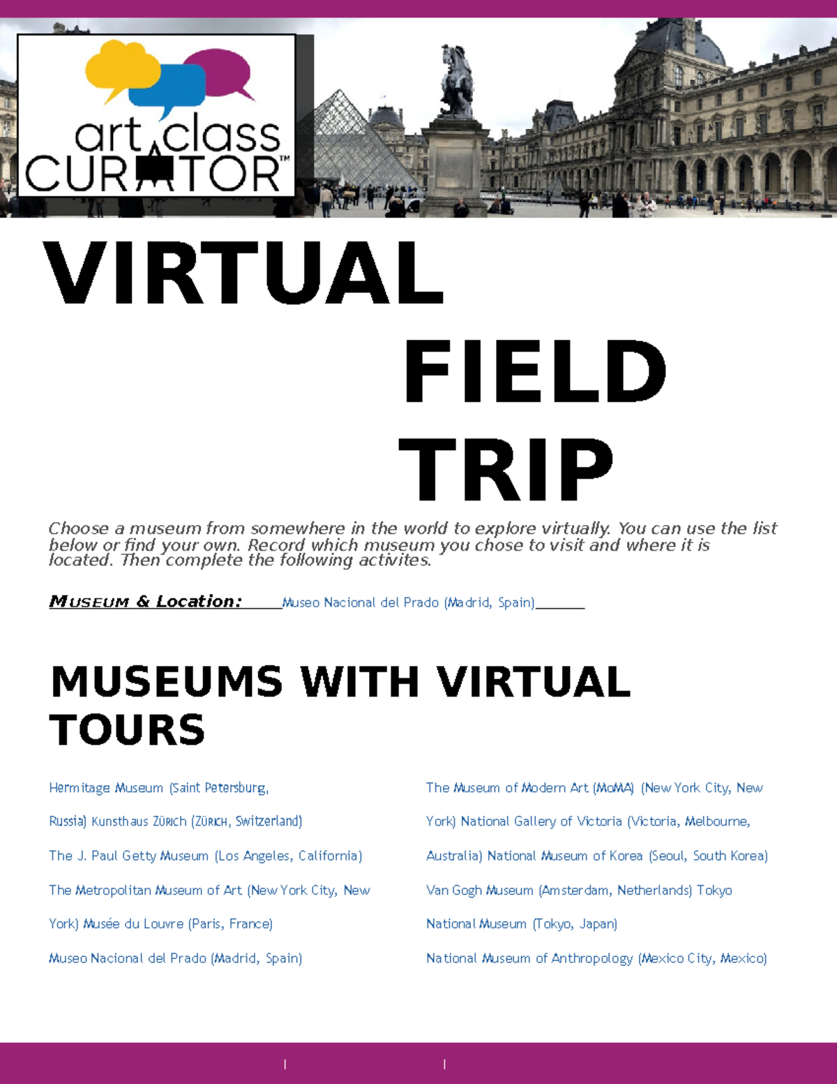 Virtual Field Trip - ART CLASS CURATOR artclasscurator/ ©2020 Ignite ...
