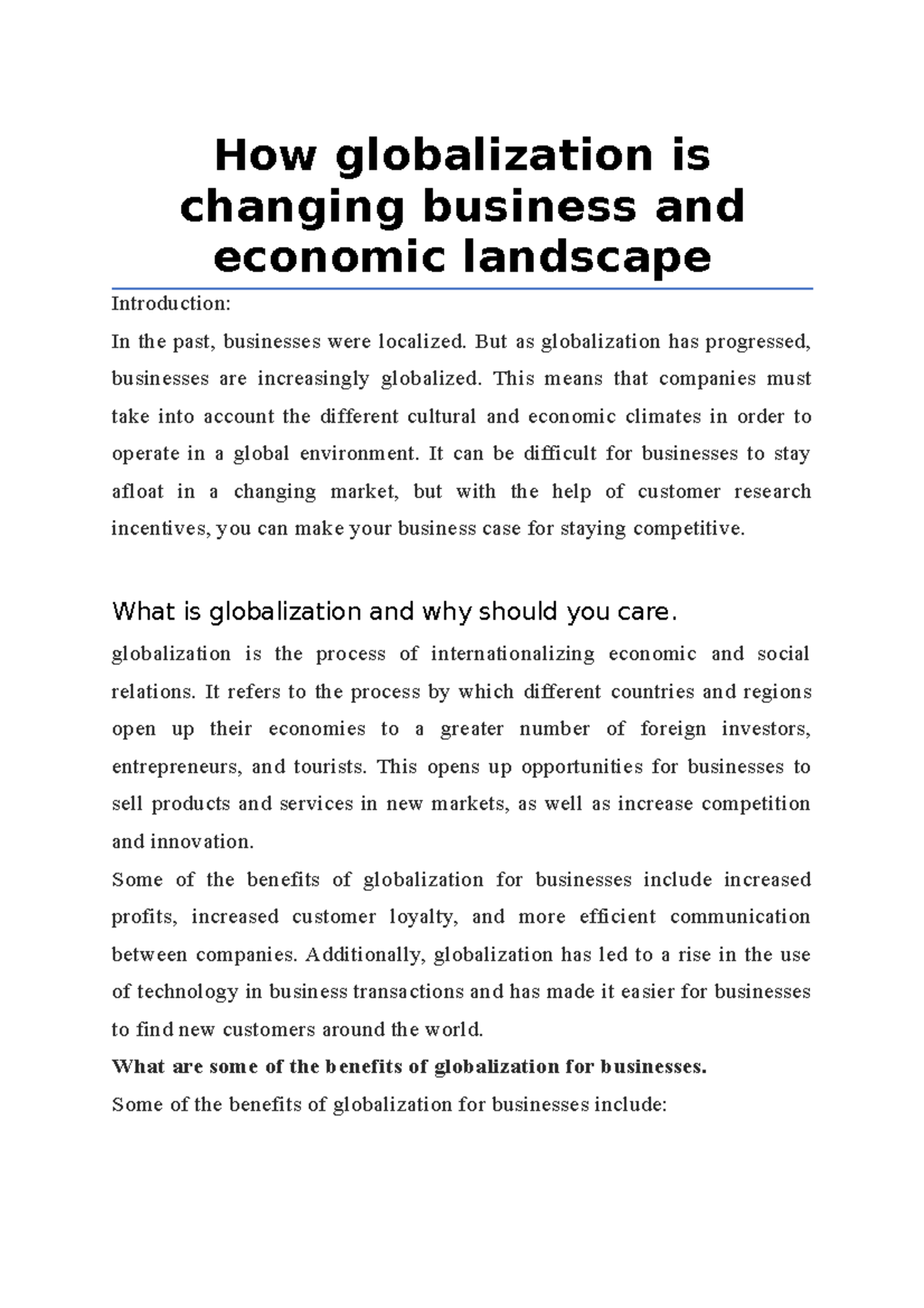 How globalization is changing business and economic landscape - How ...