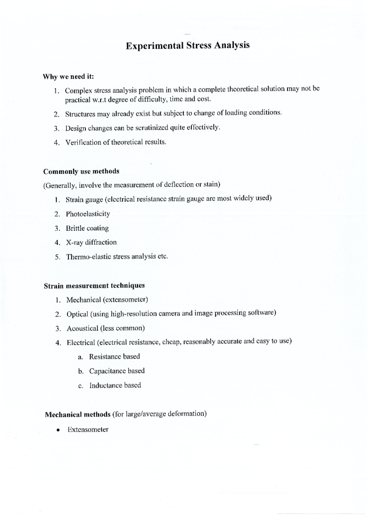 Experimental Stress Analysis Handout - Solid mechanics - Studocu