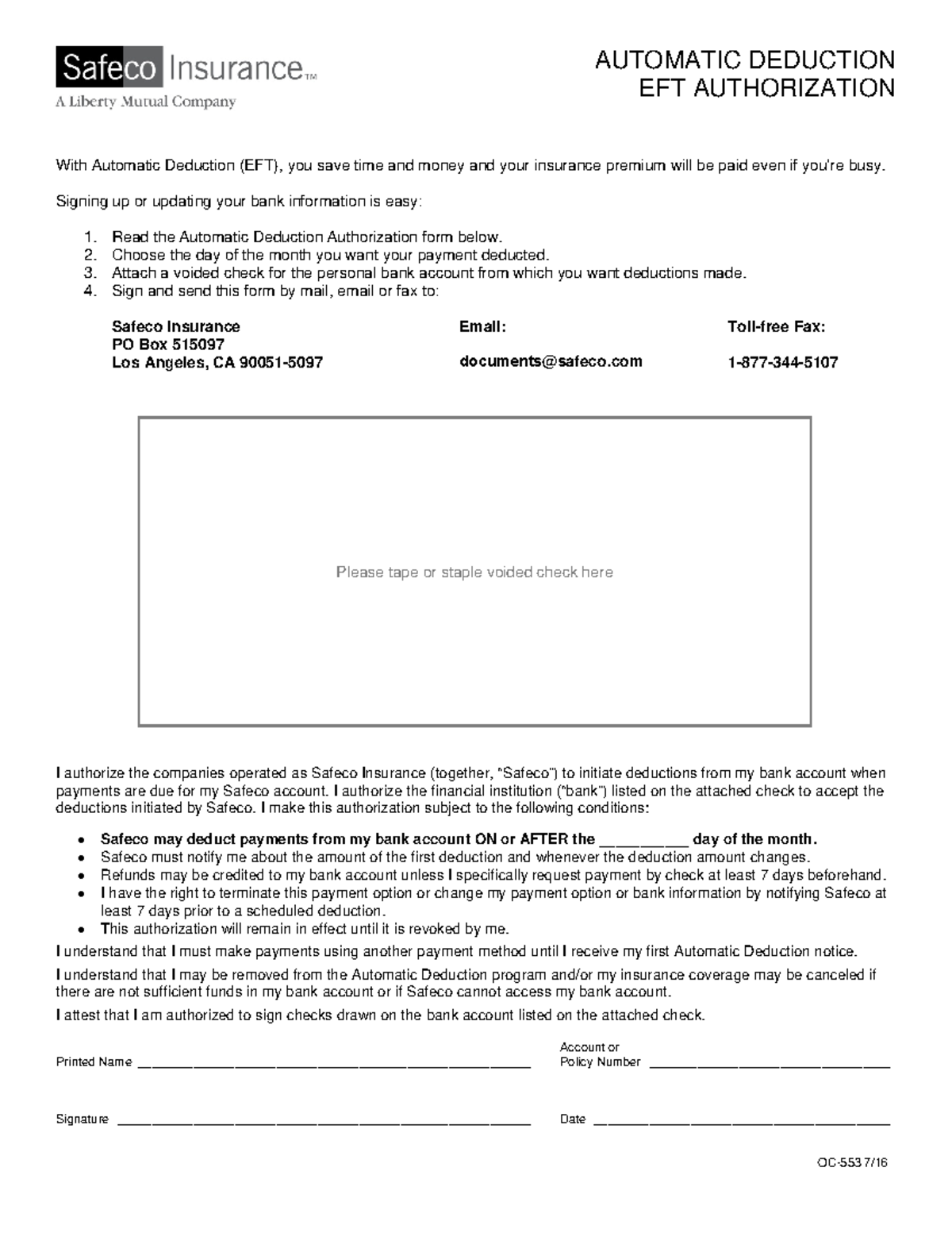 Eft authorization form - AUTOMATIC DEDUCTION EFT AUTHORIZATION With ...