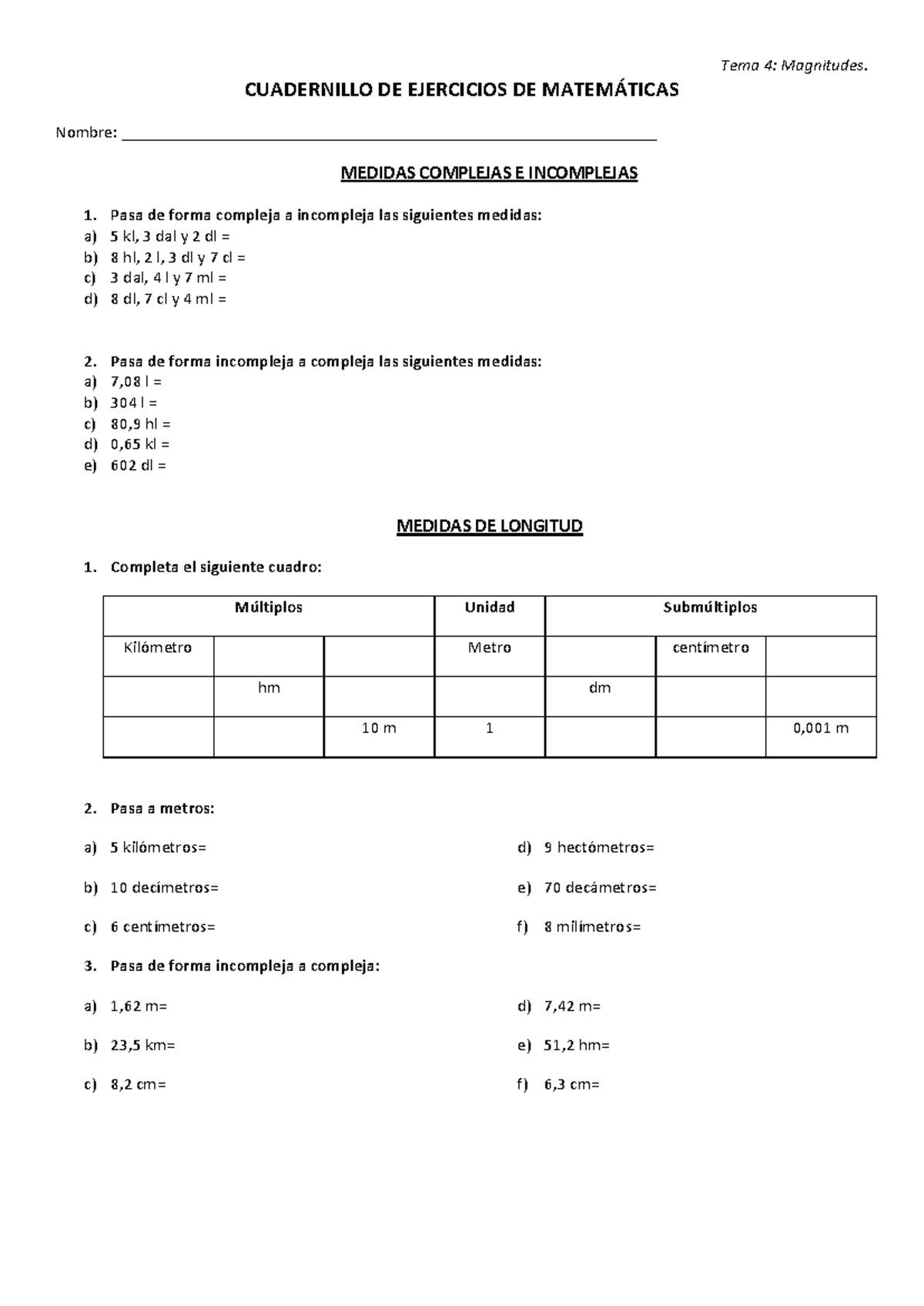 Ejercicios de paso de forma compleja a incompleja - CUADERNILLO DE ...