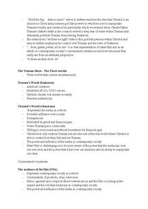 English Study Notes - Common Module: Billy Elliot Module A: 'Inside My ...