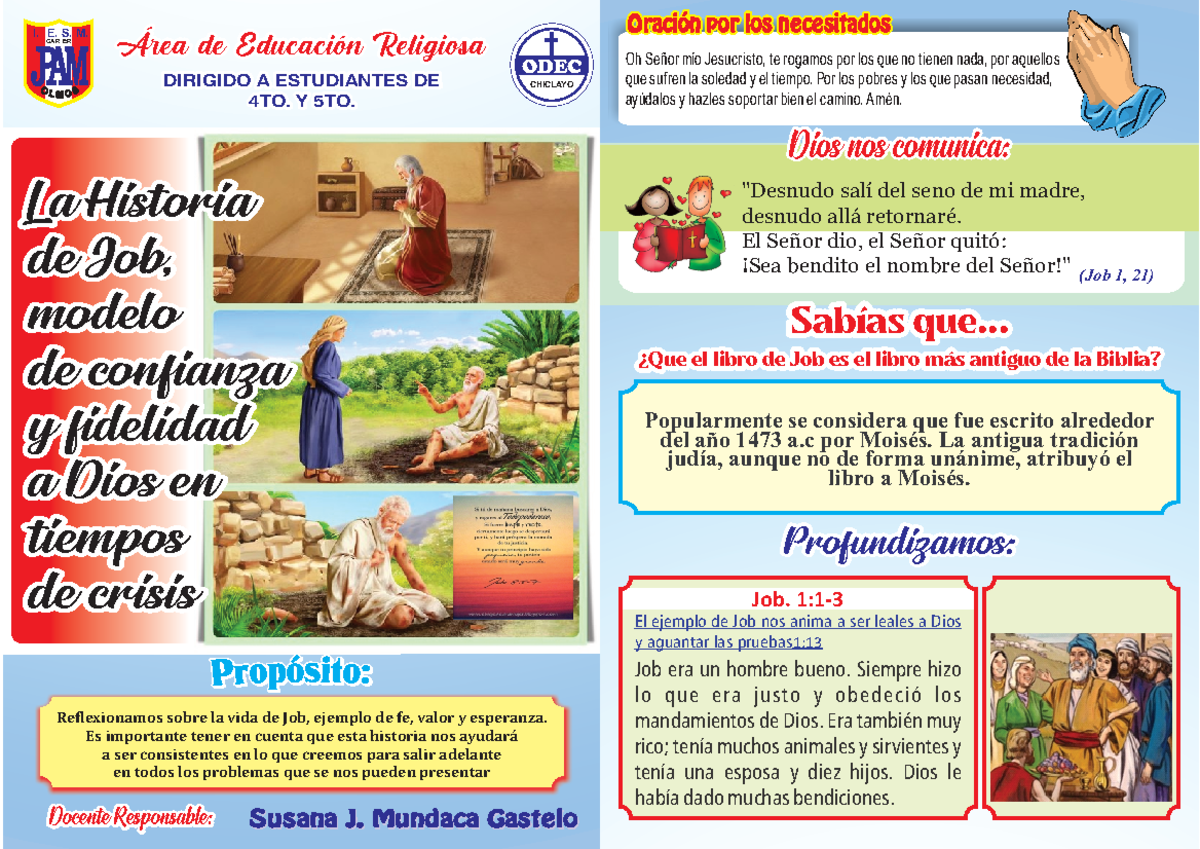 LA Historia DE JOB, Modelo DE Confianza Y Fidelidad a dios en tiempo de ...