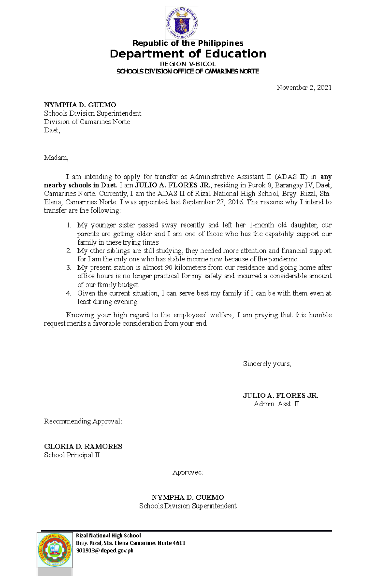 Letter of intent 2021 - Republic of the Philippines Department of ...