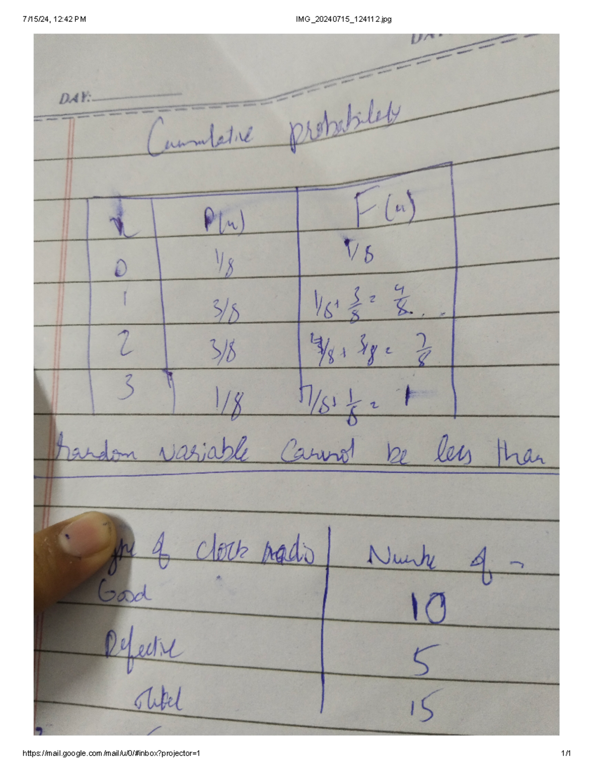 Cumulative probability - Statistics and Probability - 12:42 PM IMG ...