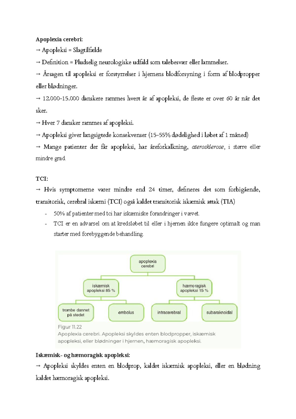 Apopleksi og TCI - Noter - Apoplexia cerebri: → Apopleksi ...