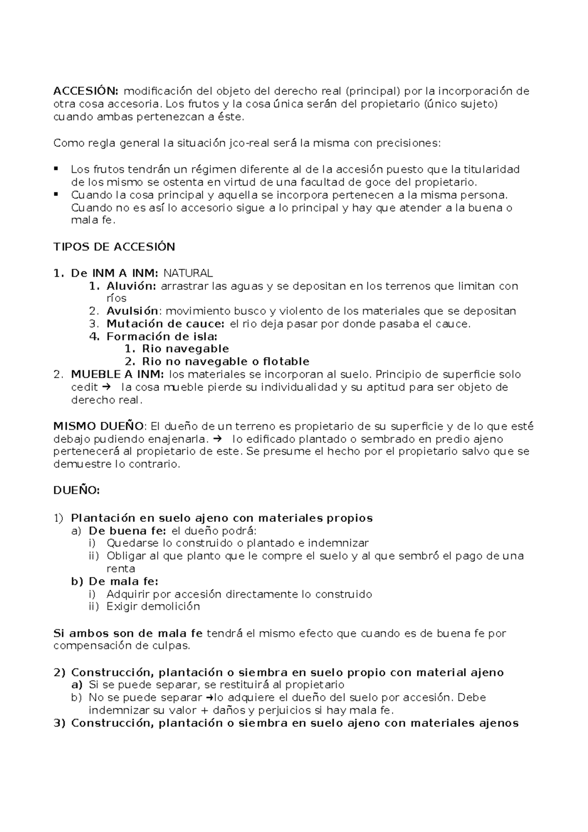 Accesión - ACCESIÓN: modificación del objeto del derecho real ...