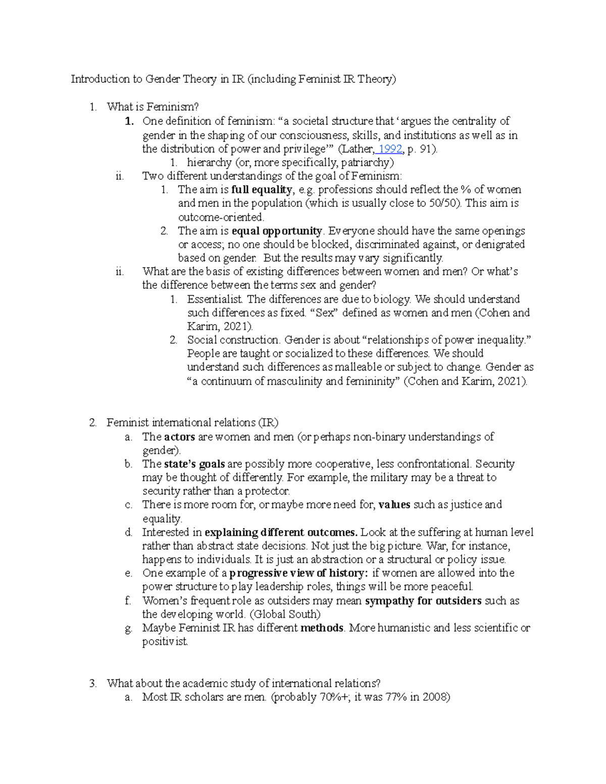 Introduction to Gender Theory in IR - 91). hierarchy (or, more ...