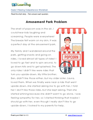 3rd grade 3 reading ice cream - Read the short story. Then answer each ...