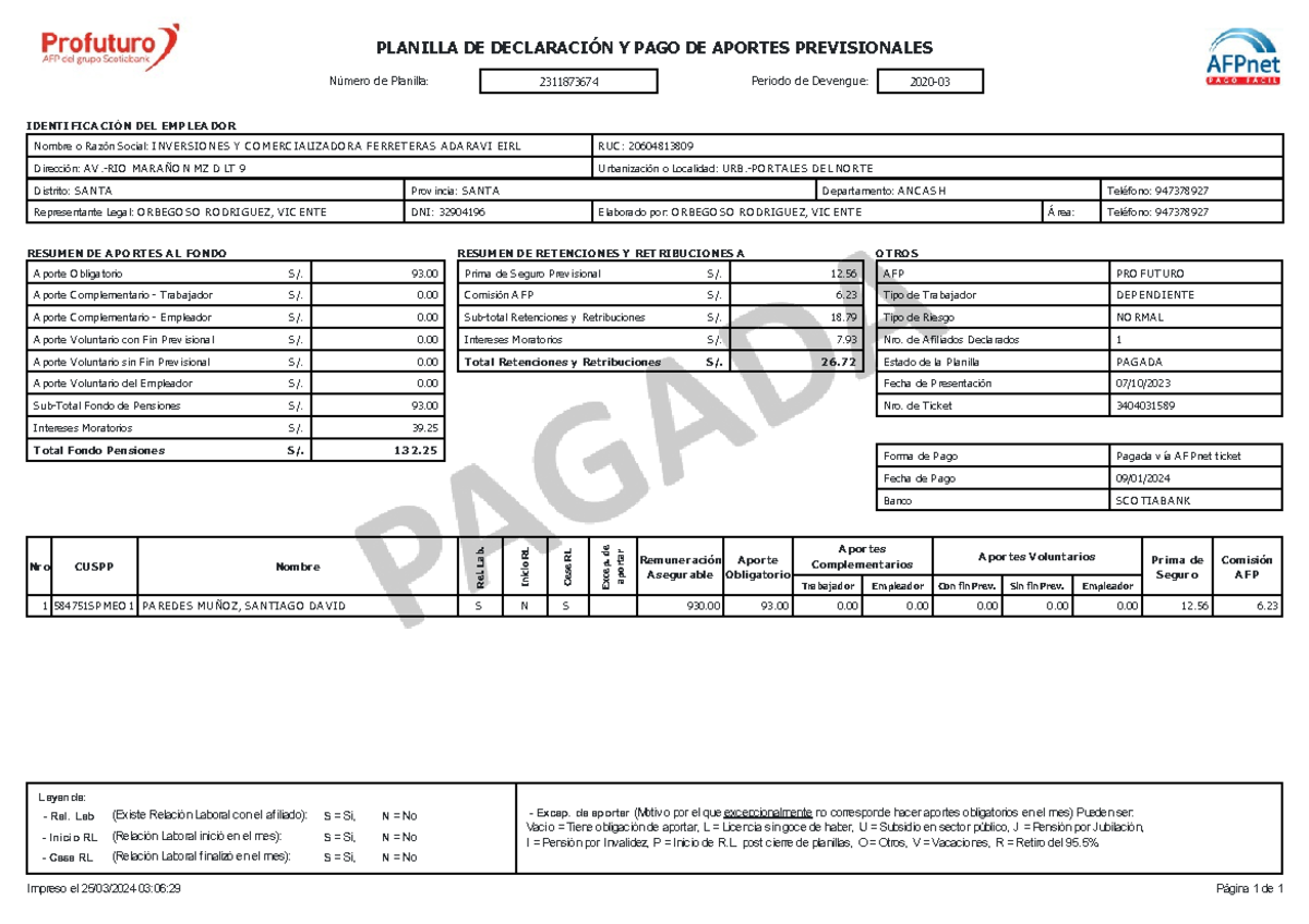 Reporte Planilla 20604813809250320241506 - PLANILLA DE DECLARACIÓN Y ...