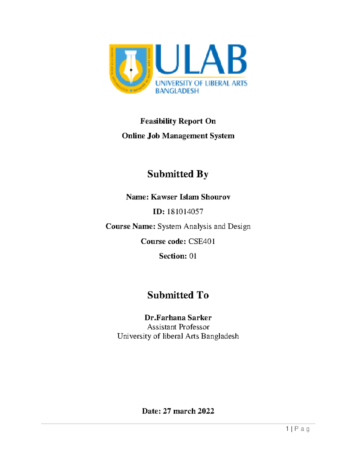 FA report - novchnmbkj,.mn; - 1 | P a g Feasibility Report On Online ...