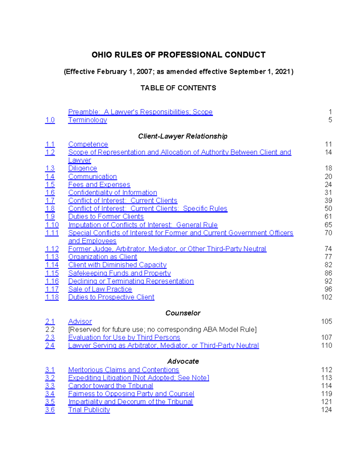 Professional Conduct Rules - OHIO RULES OF PROFESSIONAL CONDUCT ...