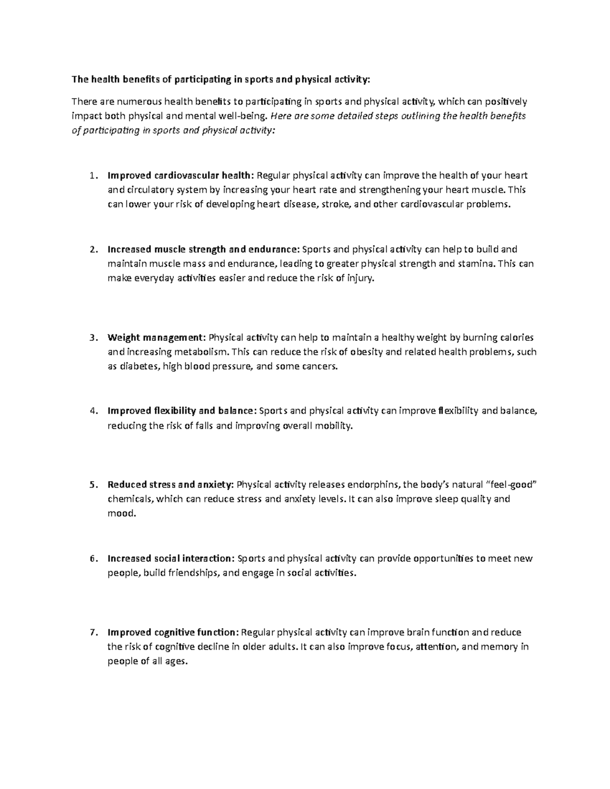 The health benefits of participating in sports and physical activity ...