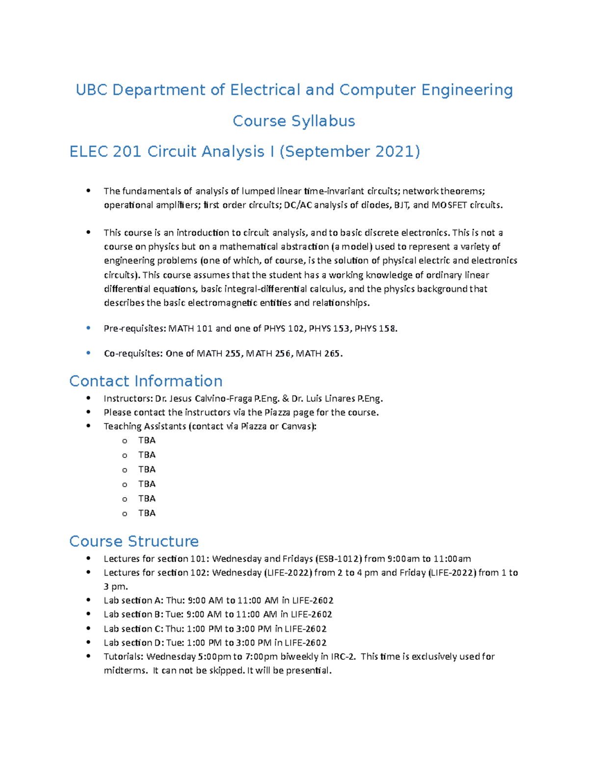 ELEC 201 Syllabus v.4.1 - UBC Department of Electrical and Computer ...