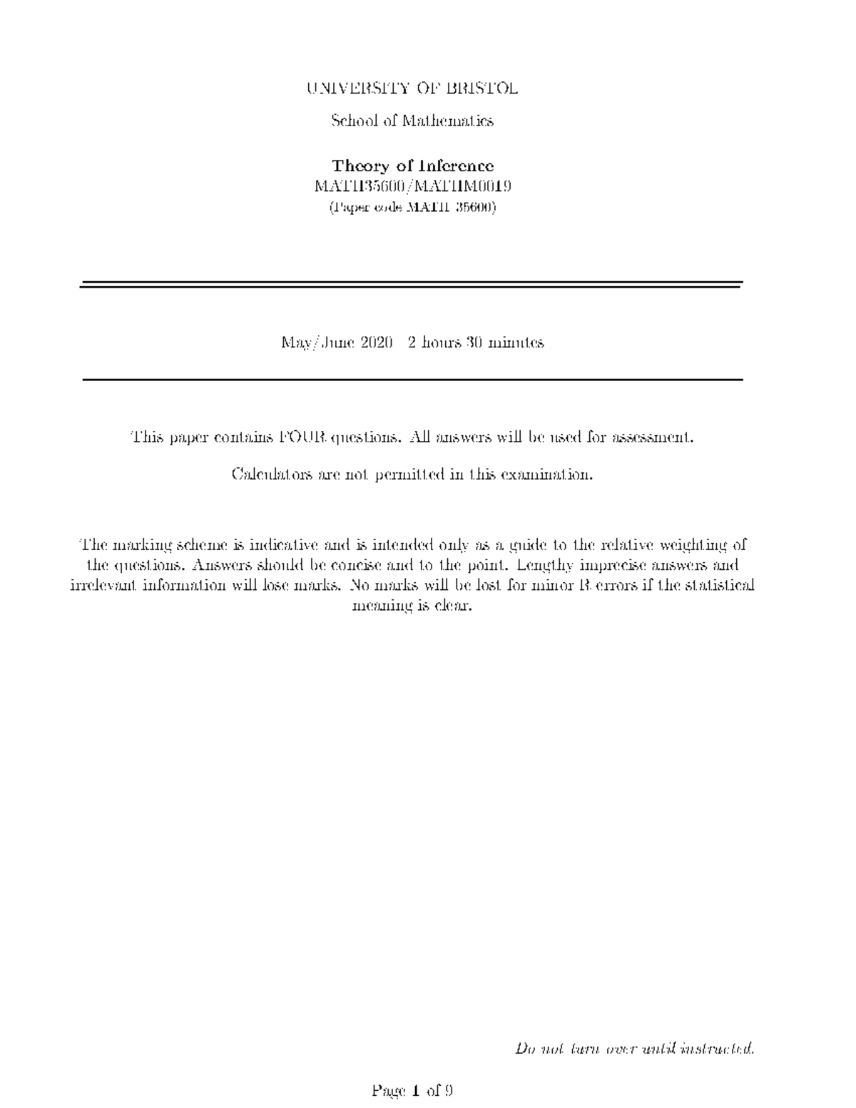 Theory of Inference Exam 2020 - ♦ ♦ ♦ t ♠ t s ♦r②♦ ♥ r ♥ - Studocu