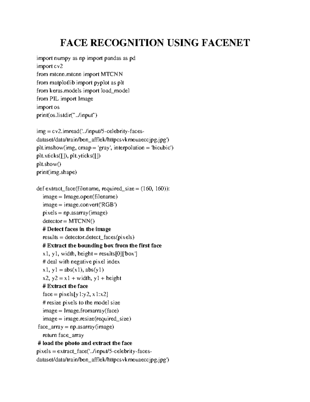 FACE Recognition Using Facenet 2 - FACE RECOGNITION USING FACENET ...