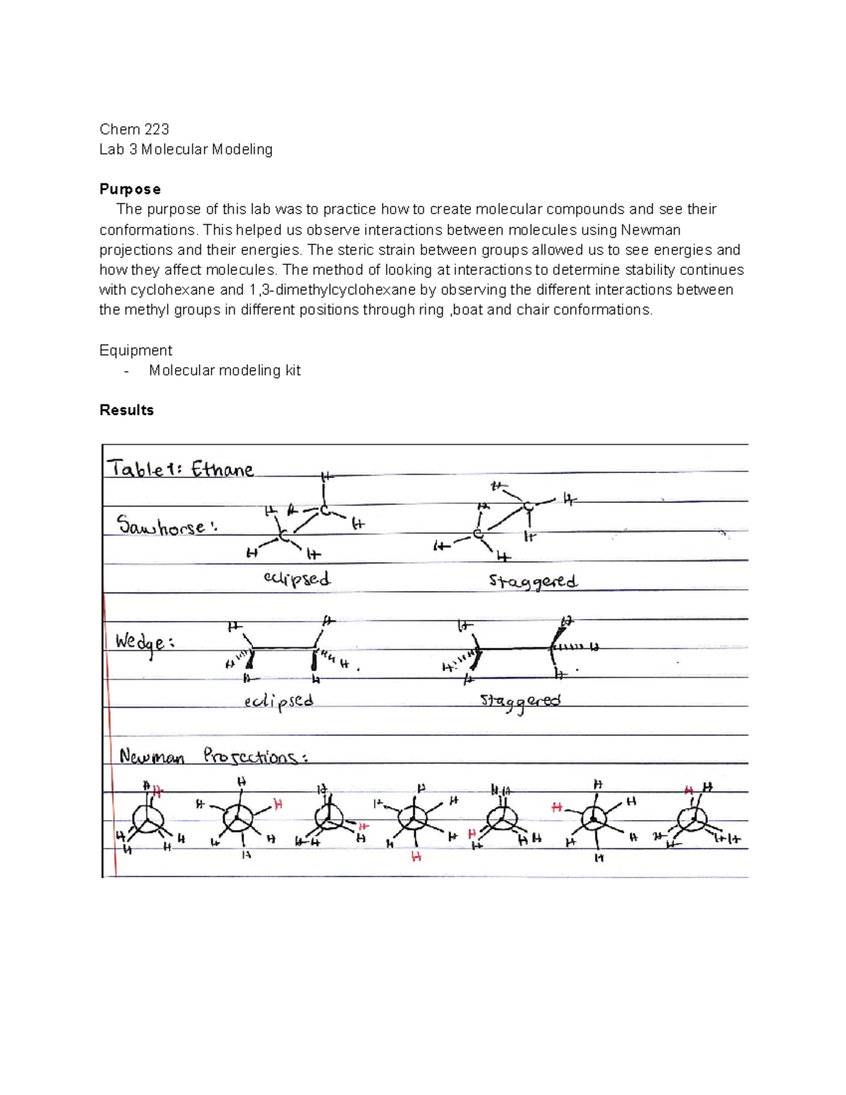 CHem lab Nucleophilic substitution - Chem 223 Lab 3 Molecular Modeling ...