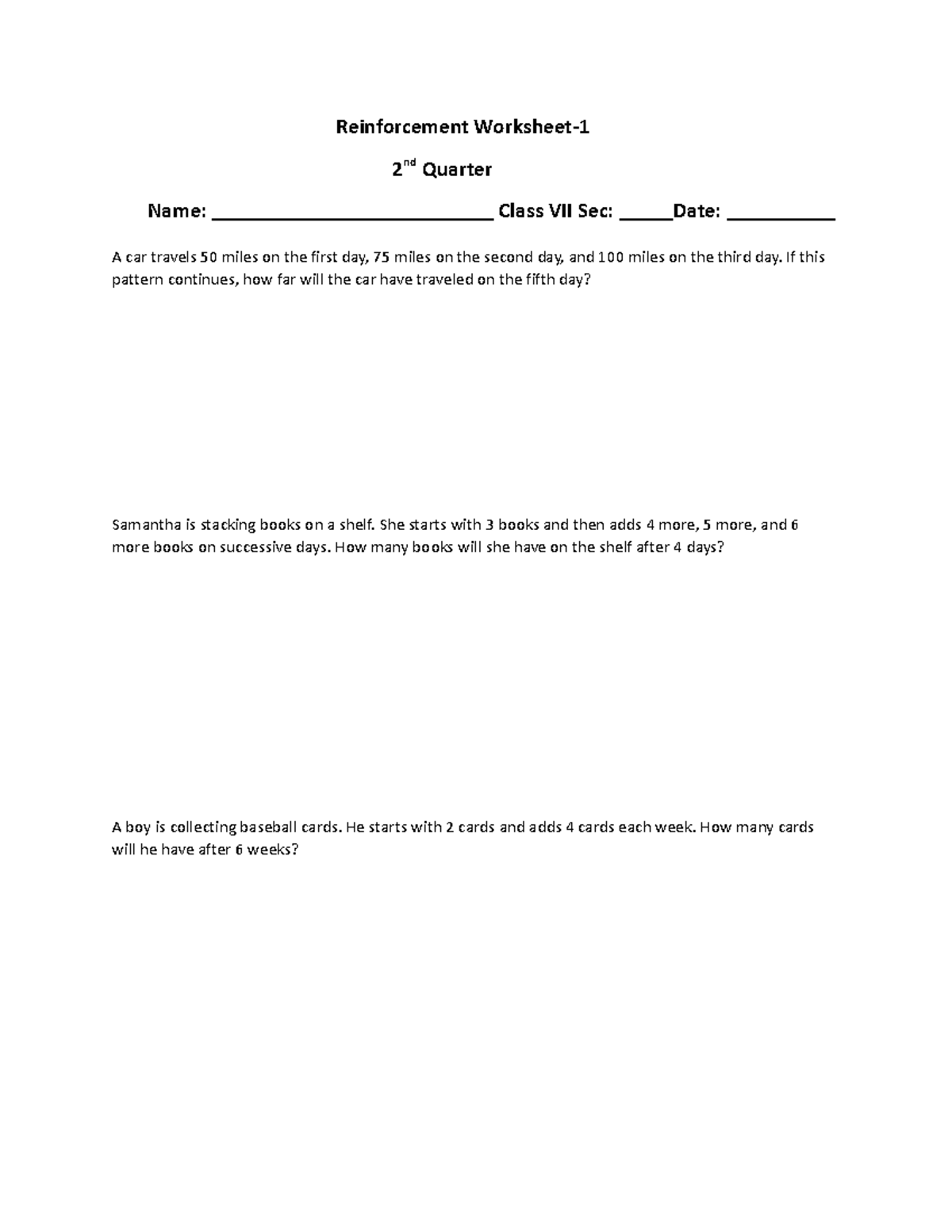 Reinforcement Worksheet G7 Q2 - Reinforcement Worksheet- 2 nd Quarter ...