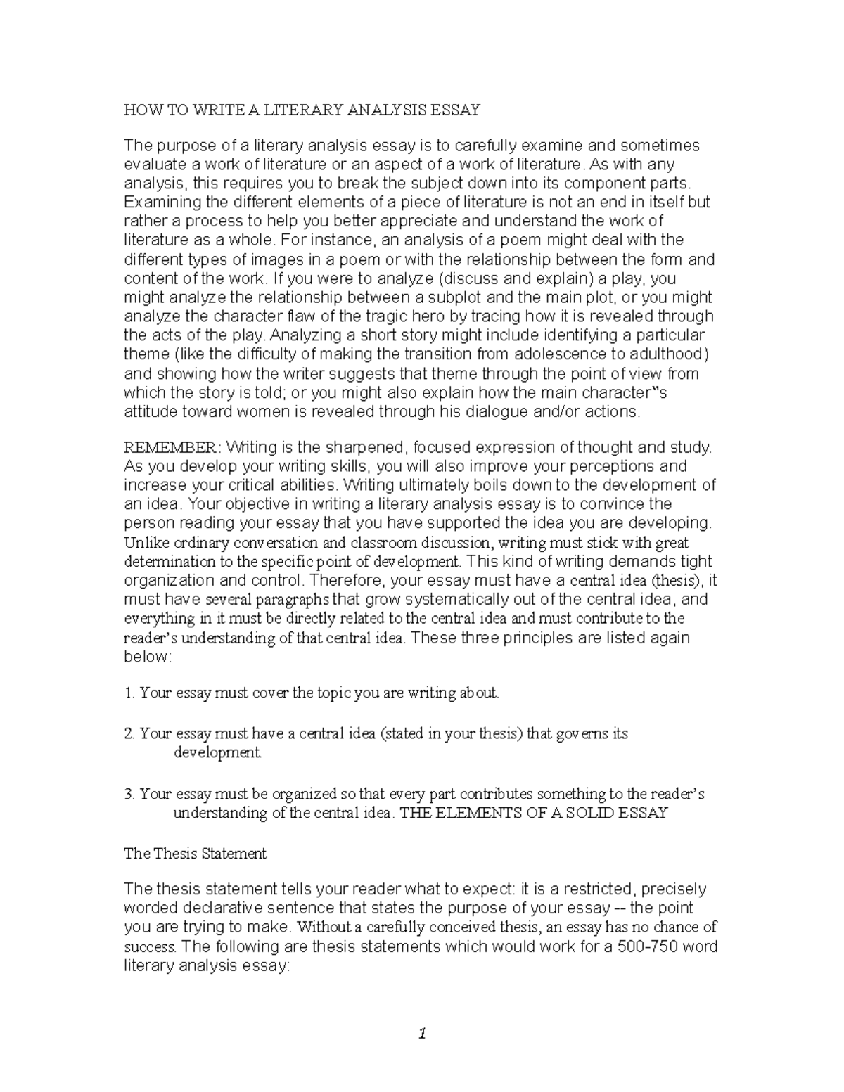 HOW TO Write A Literary Analysis Essay-2 -3 - HOW TO WRITE A LITERARY ...