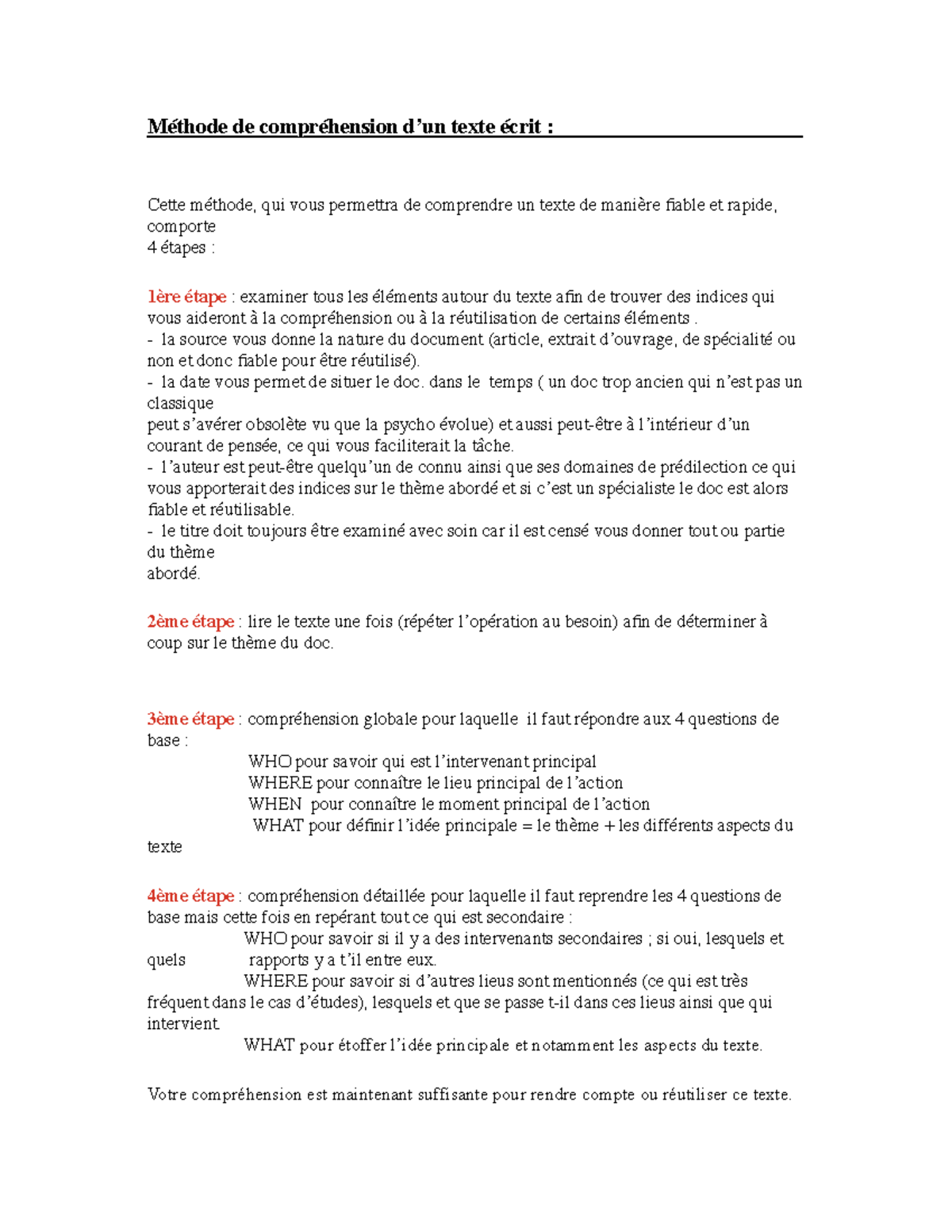 Méthode compréhension texte pdf - Méthode de compréhension d’un texte ...