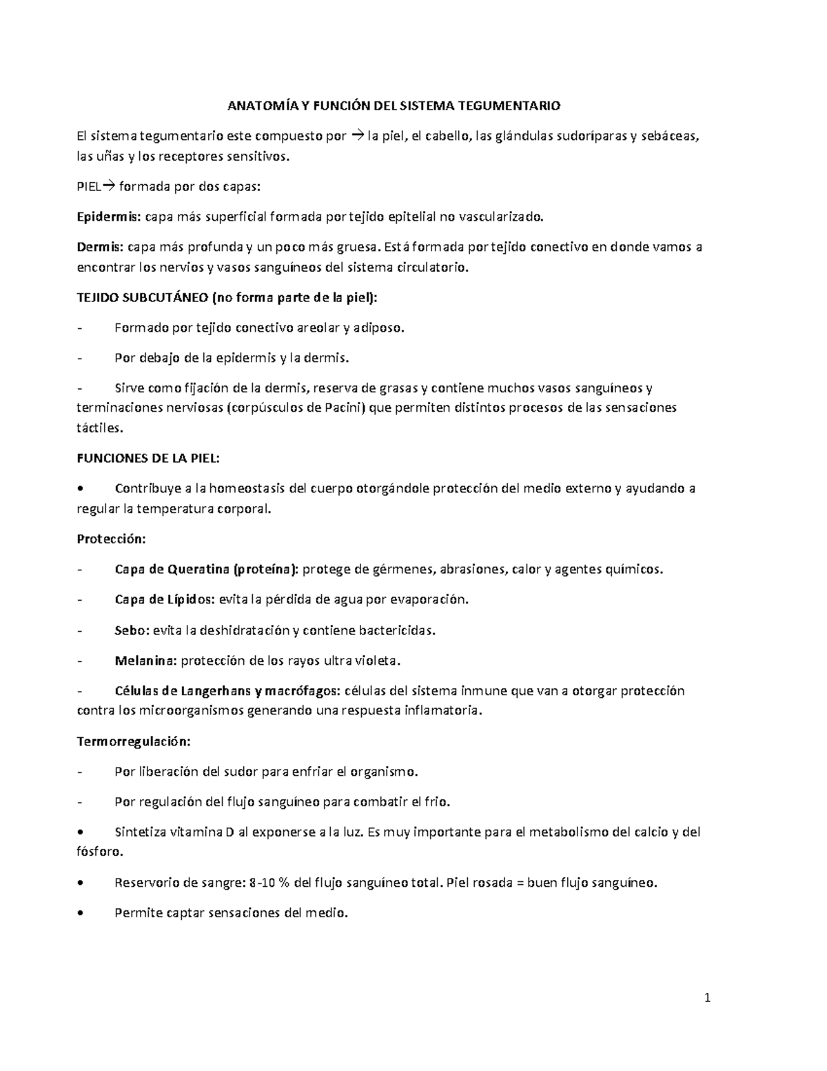 Clase 4 - kkllll - ANATOMÍA Y FUNCIÓN DEL SISTEMA TEGUMENTARIO El ...