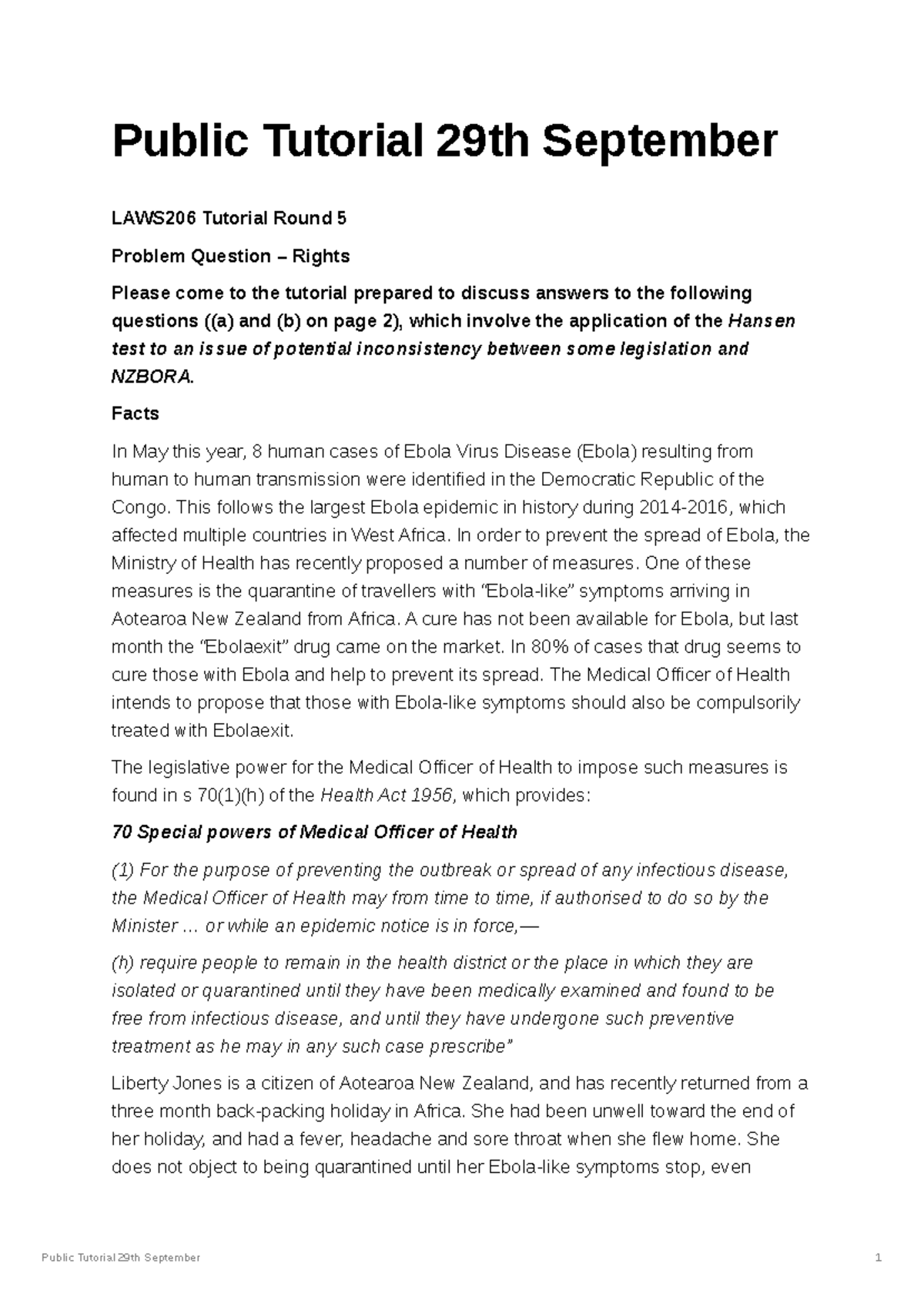 Public Tutorial - Facts In May this year, 8 human cases of Ebola Virus ...