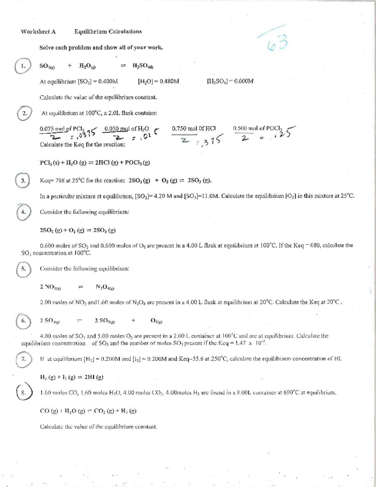 Equilibrium worksheet answers - Entrepreneur - Studocu