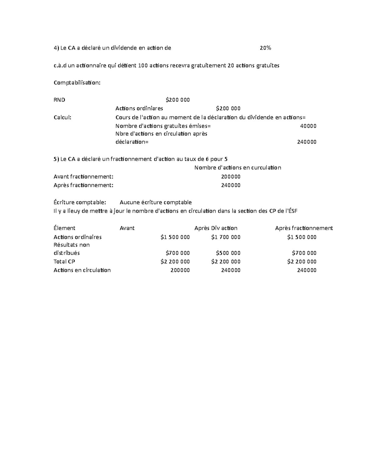 Cours 7 part 4 - aide mémoire et exercices - Le CA a déclaré un ...