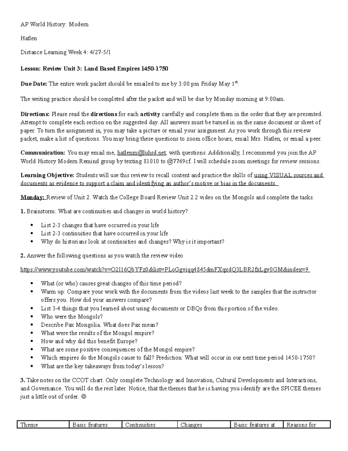 Hatlen AP World History Distance Learning wo 4-27 - AP World History ...