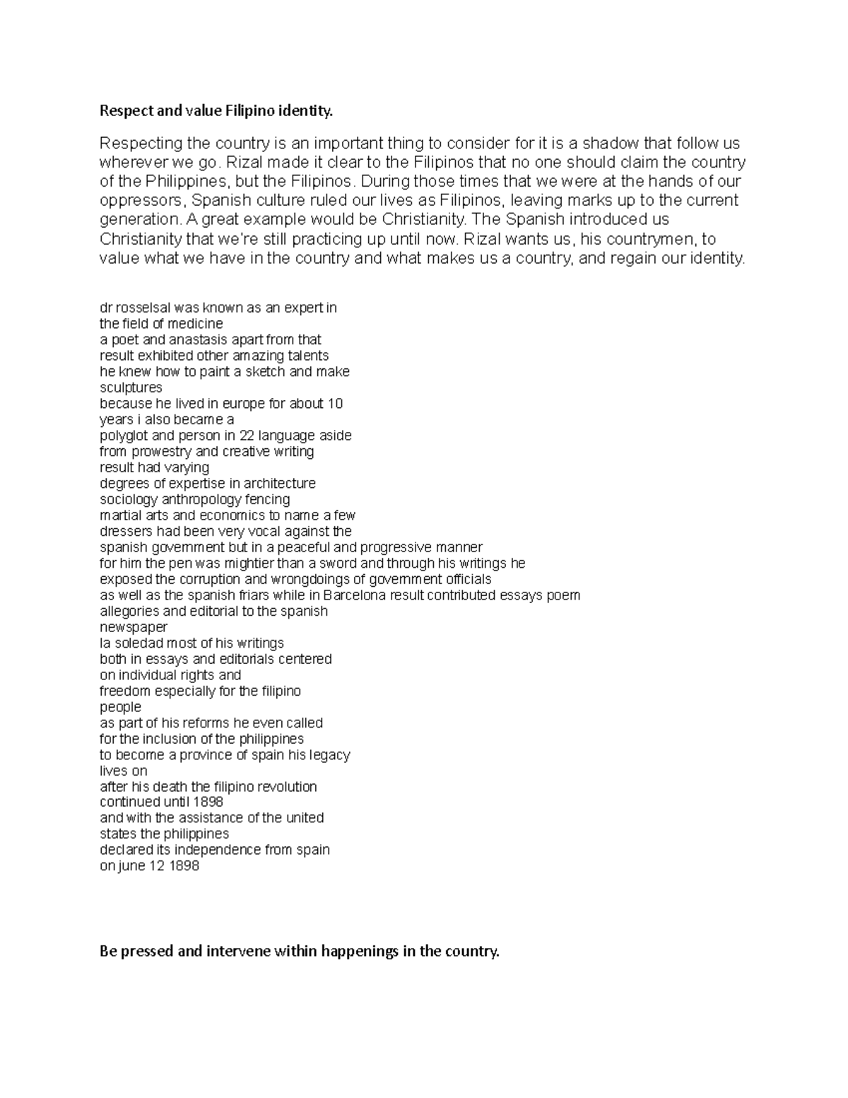 Respect and value Filipino identity - Respecting the country is an ...