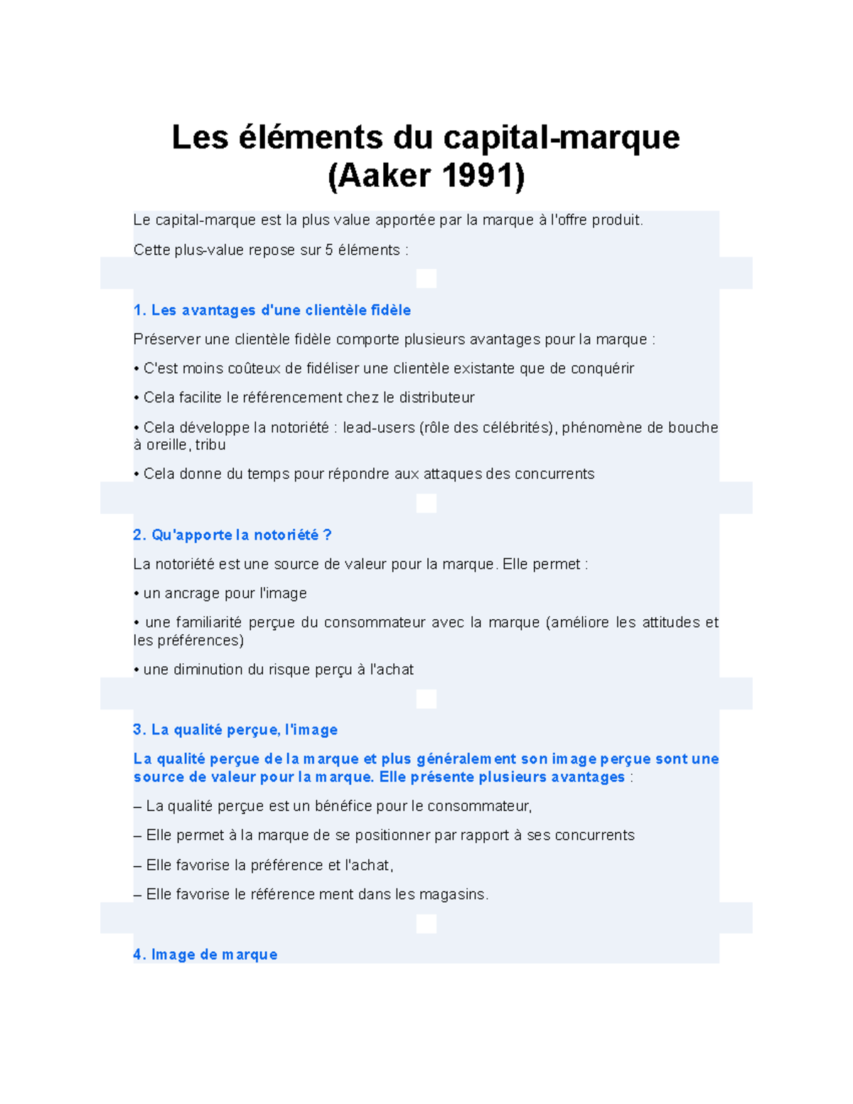 Les éléments du capital-marque (Aaker 1991) - Les éléments du capital ...