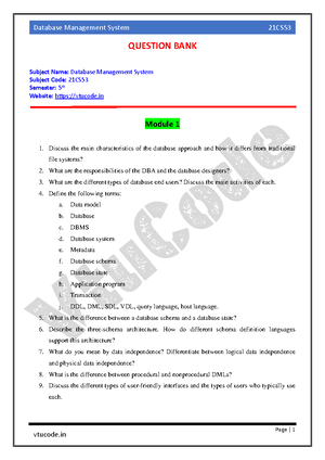 Module 1 Notes BCS403 DBMS - Dr. Dinesha L, Associate Professor, Dept ...