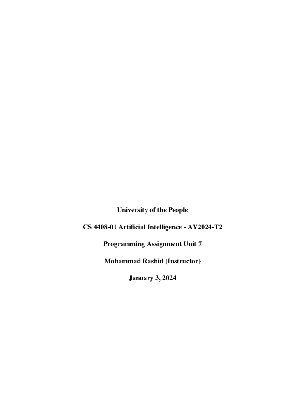 CS4408 PA7 - University of the People CS 4408-01 Artificial Intelligence - AY2024-T Programming ...