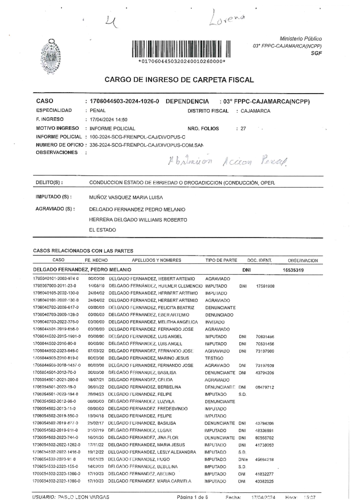 CASO 1026-2024 Derecho Procesal Penal - Studocu