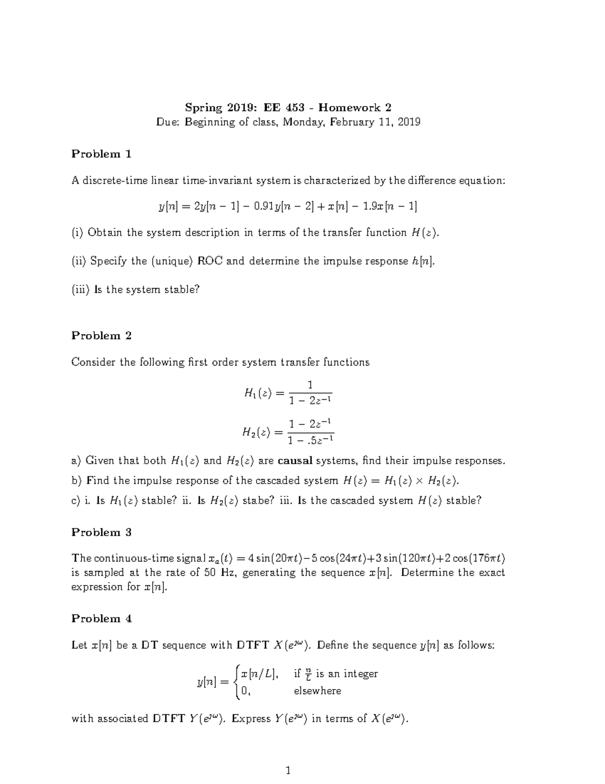 Hw2 - from dr monga - Spring 2019: EE 453 - Homework 2 Due: Beginning of class, Monday, February ...