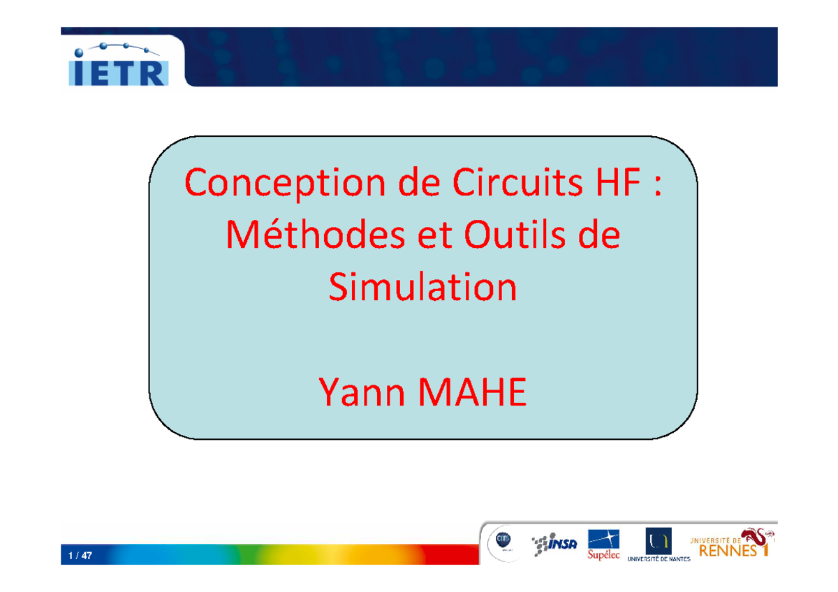 3 Simulation Ymahe IETR - Conception de Circuits HF : Méthodes et ...
