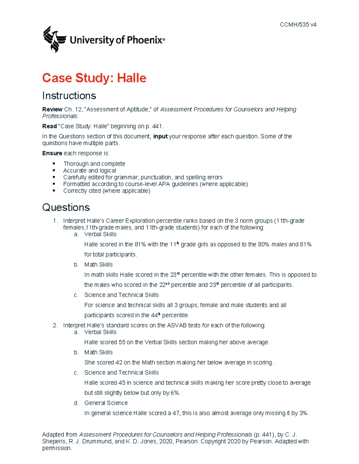 Ccmh535 v4 wk4 case study halle - CCMH/535 v Case Study: Halle ...