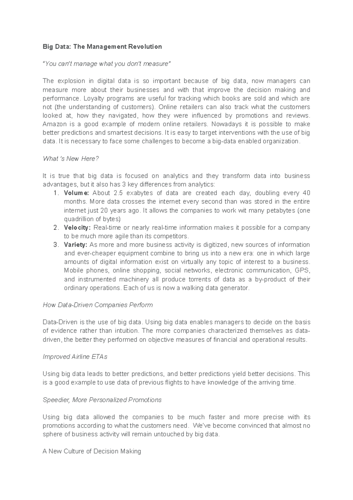 Big Data The Management Revolution - Big Data: The Management ...