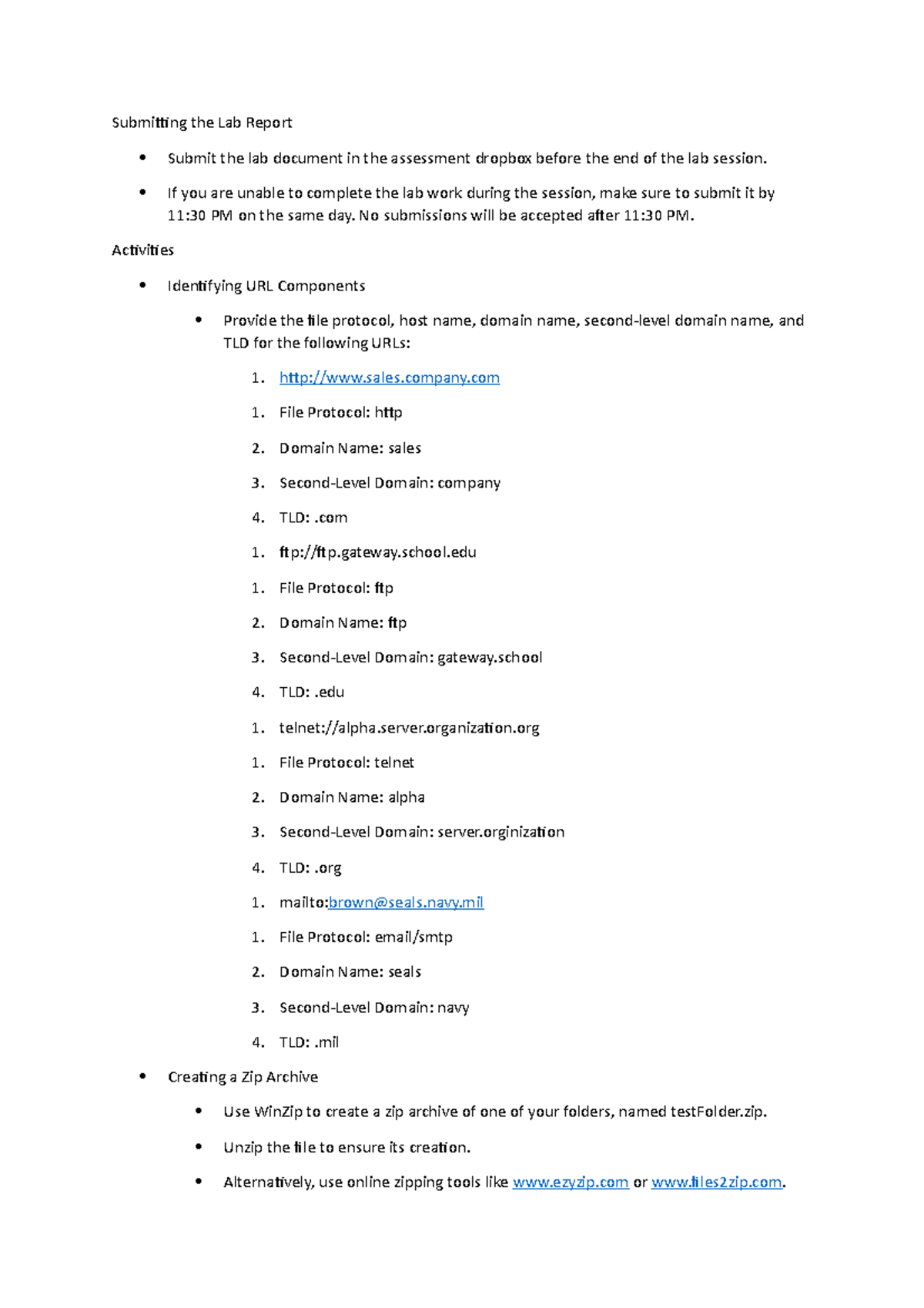 Submitting Lab report Notes Ony - Submitting the Lab Report Submit the ...