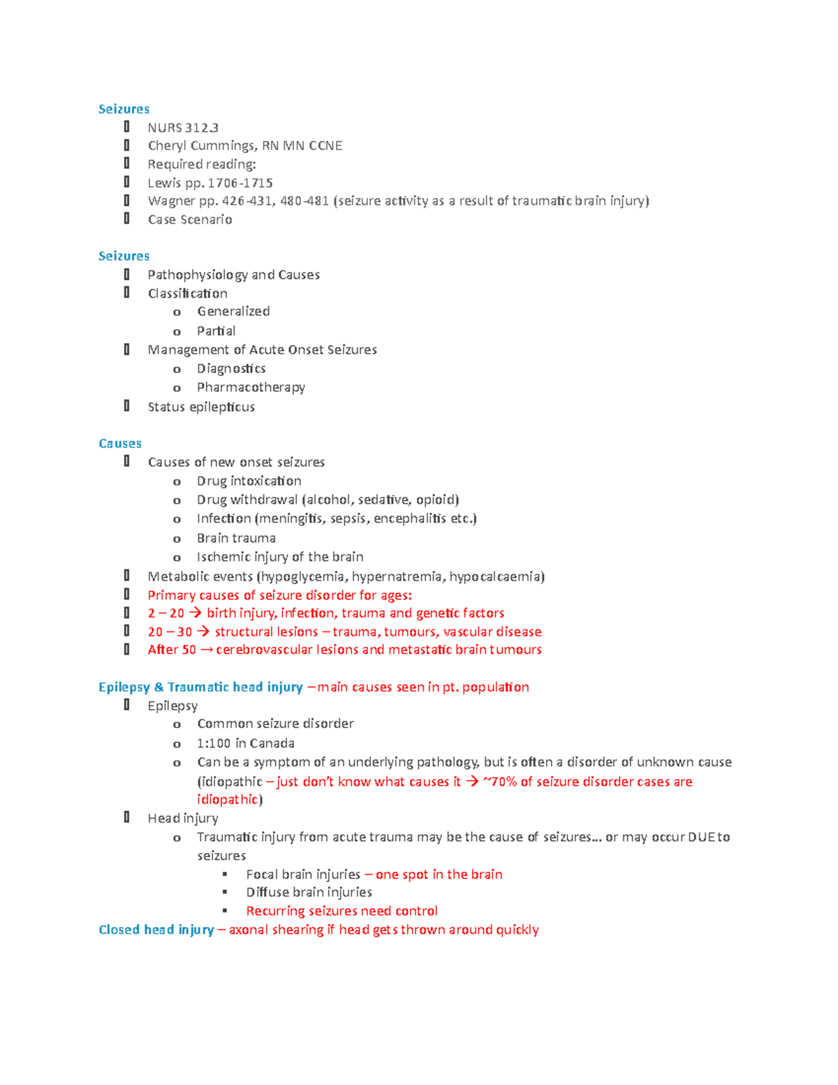 4. Seizures - student - Seizures NURS 312. Cheryl Cummings, RN MN CCNE ...