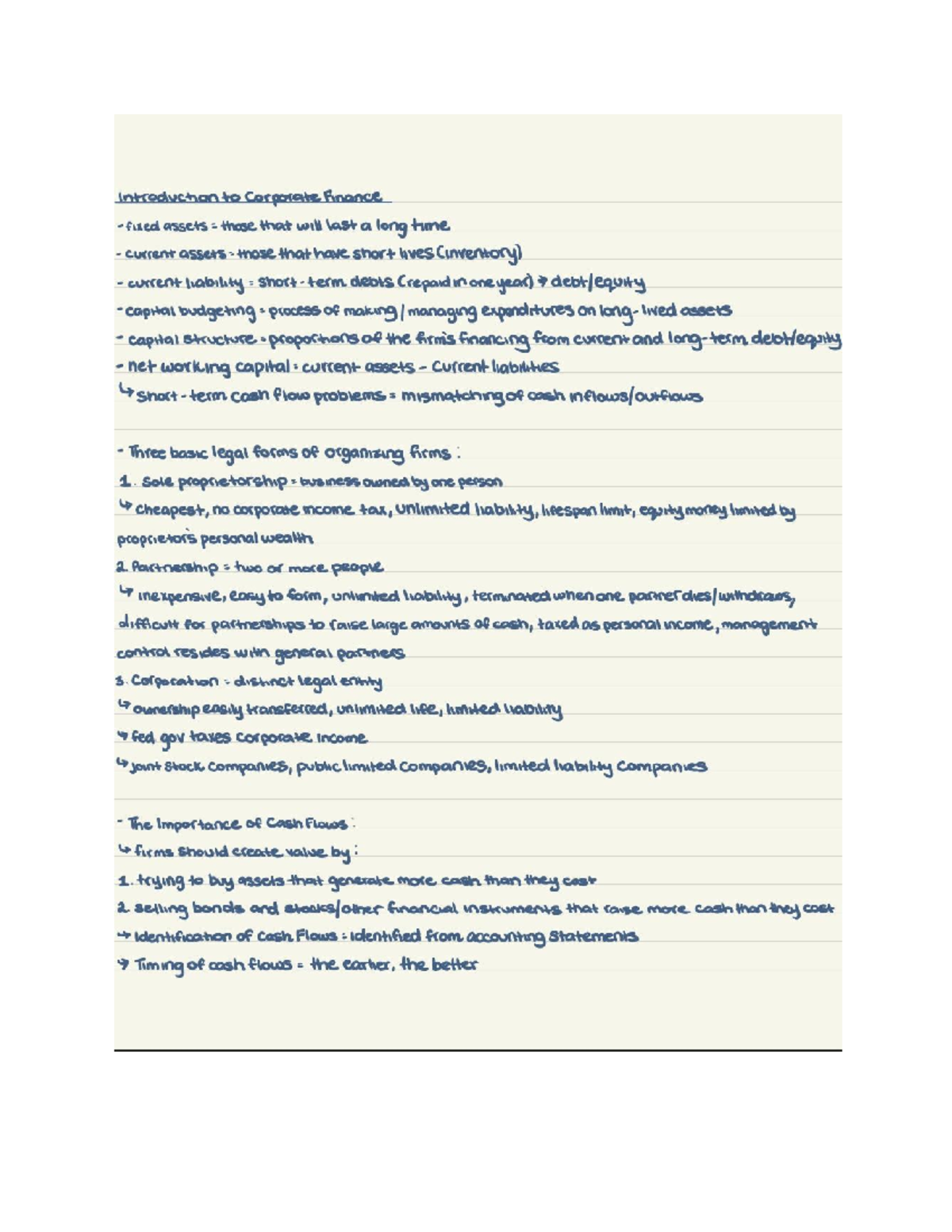 Intro to Finance Notes - Studocu