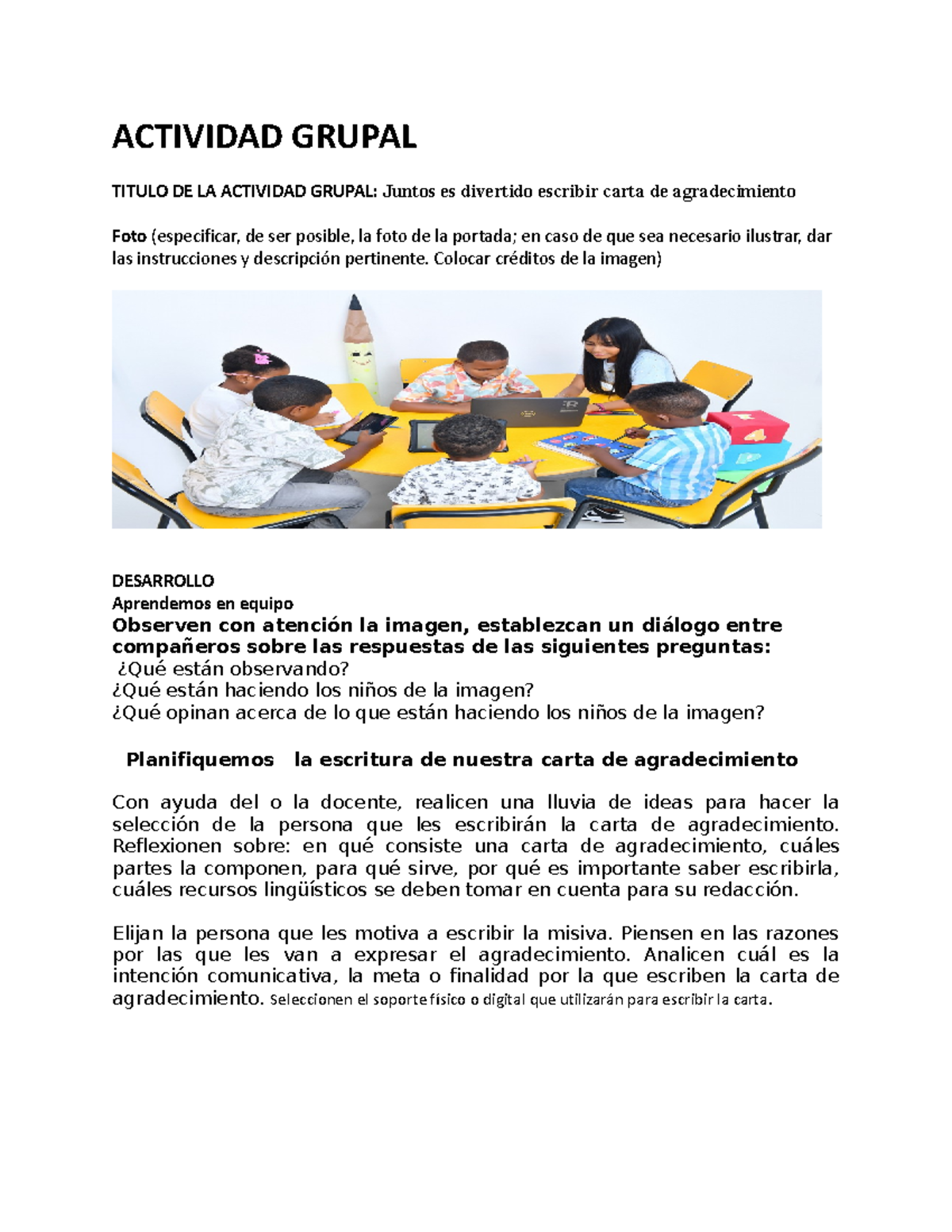 Actividad Grupal DE LA Unidad 1 - ACTIVIDAD GRUPAL TITULO DE LA ...