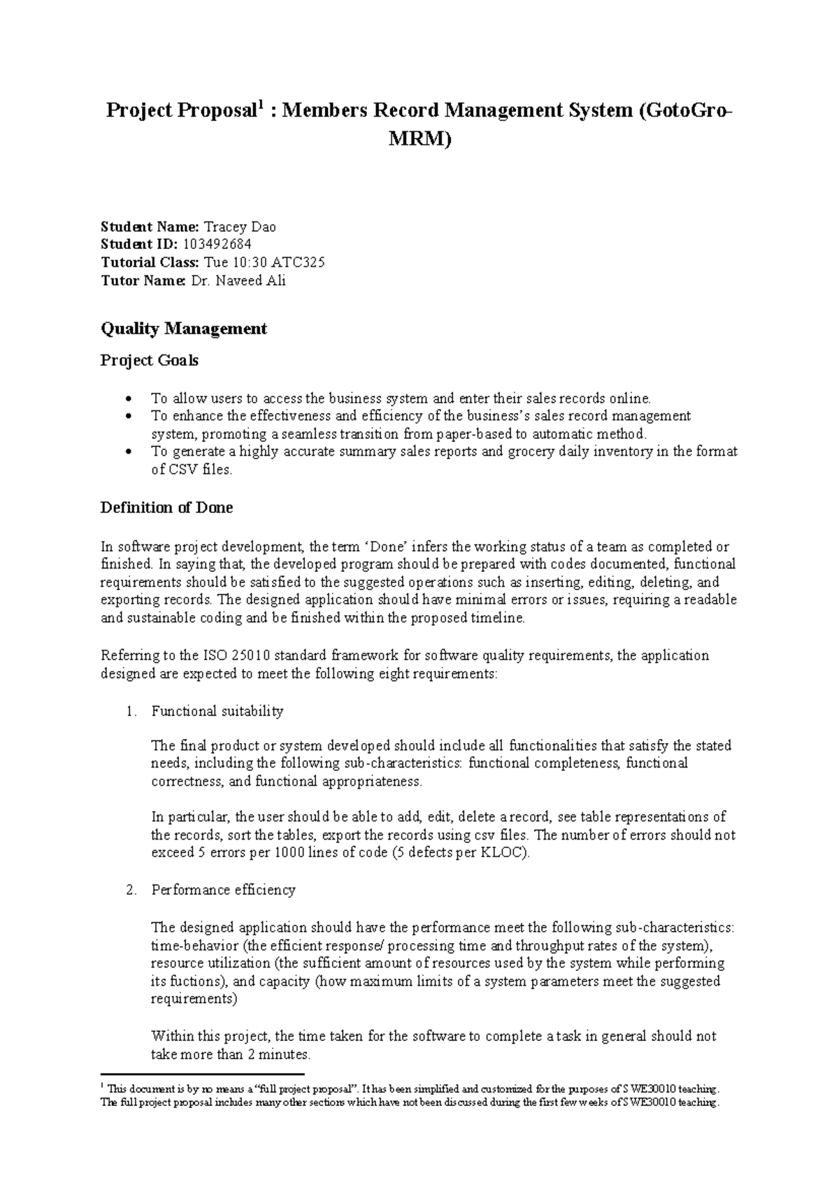 05P - Lectures notes for the unit - Project Proposal 1 : Members Record ...